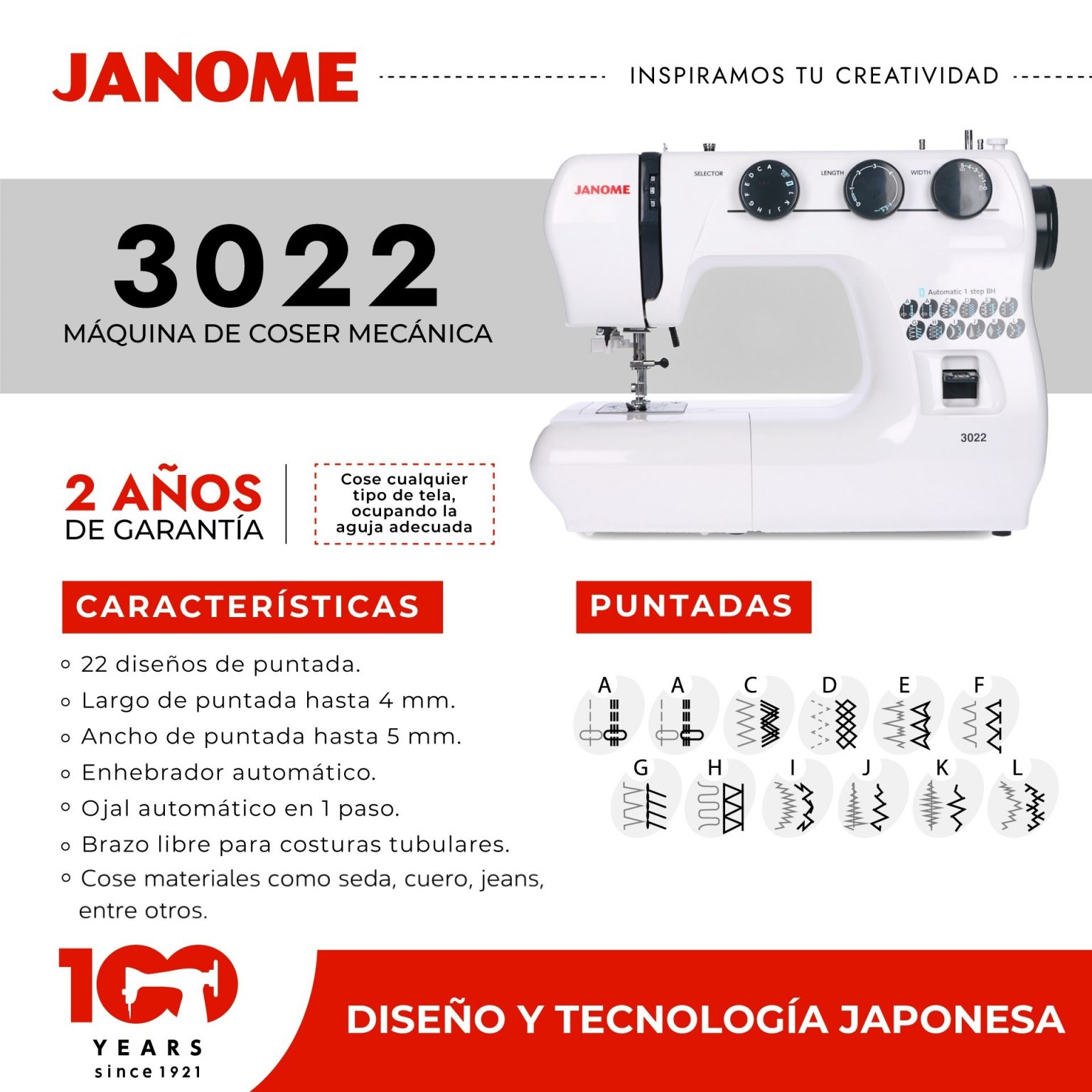 Máquina de Coser 3022 - Janome